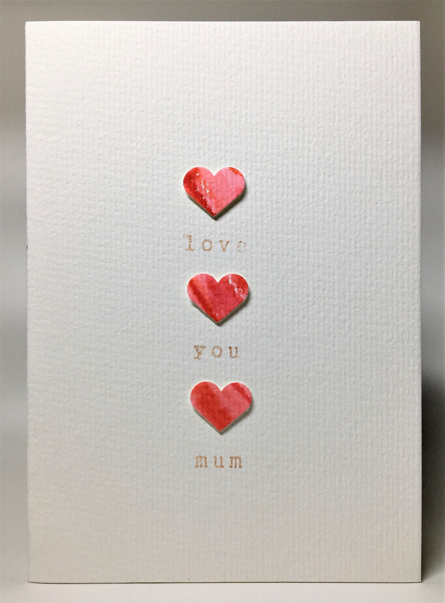 Original Hand Painted Mother's Day Card - 3 Red and Pink Hearts | eDgE ...