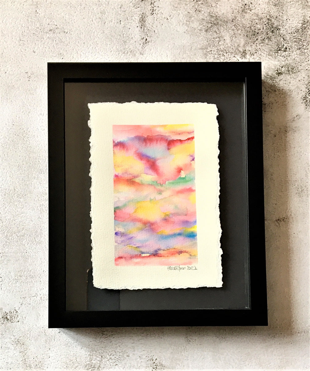 Abstract Multicolour Blend - Framed Original Watercolour Painting ...
