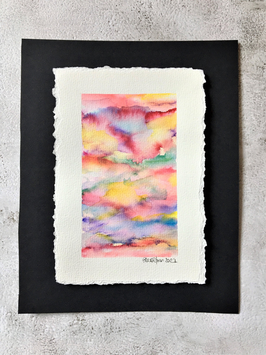 Abstract Multicolour Blend - Framed Original Watercolour Painting ...