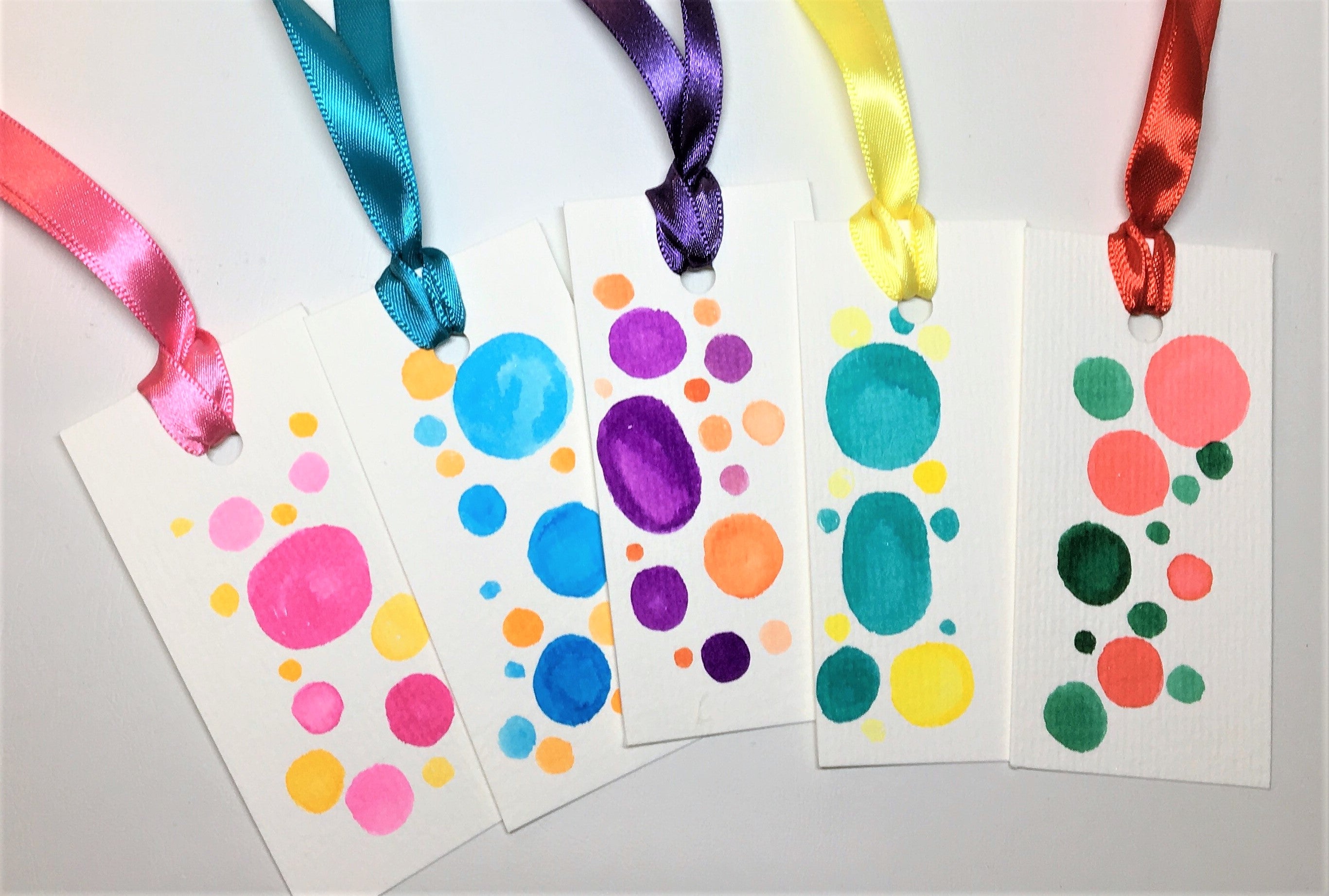 Set of 5 original handpainted watercolour gift tags - multicolour ...
