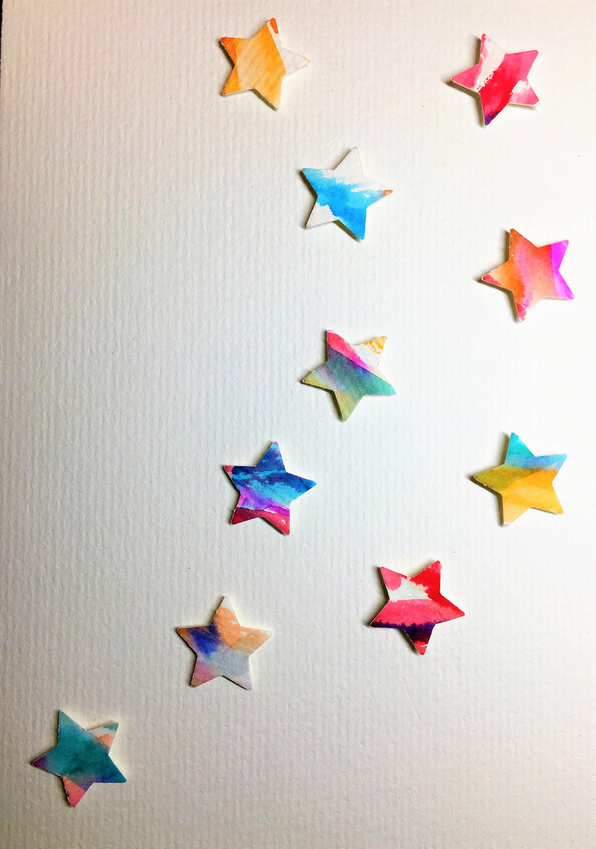 Hand-painted greeting card - Multicoloured star design | eDgE dEsiGn London